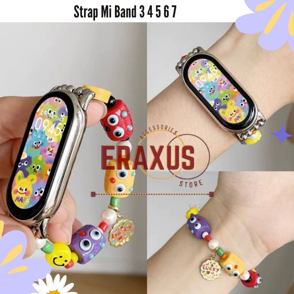 Jual Eraxus Manik Strap Lucu Xiaomi Mi band 7 6 5 4 3 / Tali Pengganti Miband 3/4/5/6/7 Besi ...