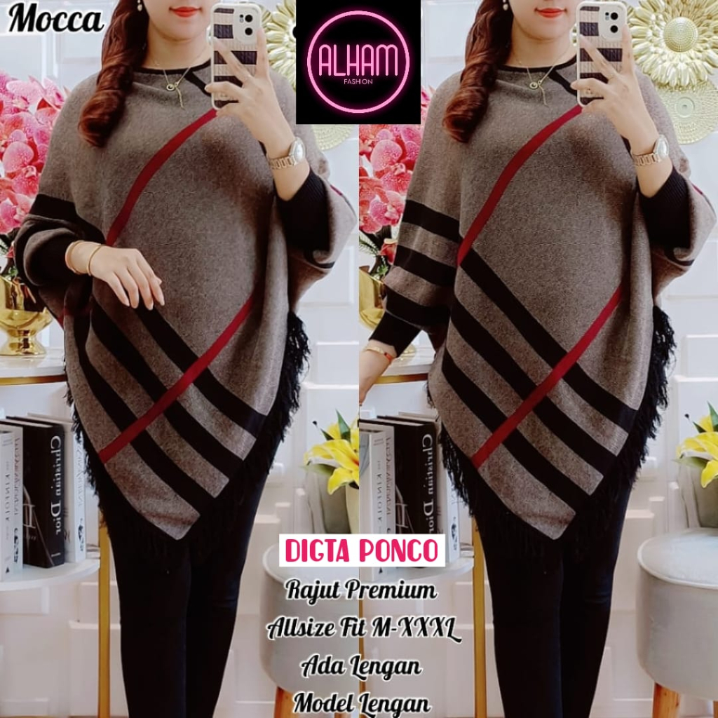 Jual Digta Ponco Outer Rajut Terbaru Jumbo Big Size XXXL Premium Knit Impor Ori Alham | Shopee ...