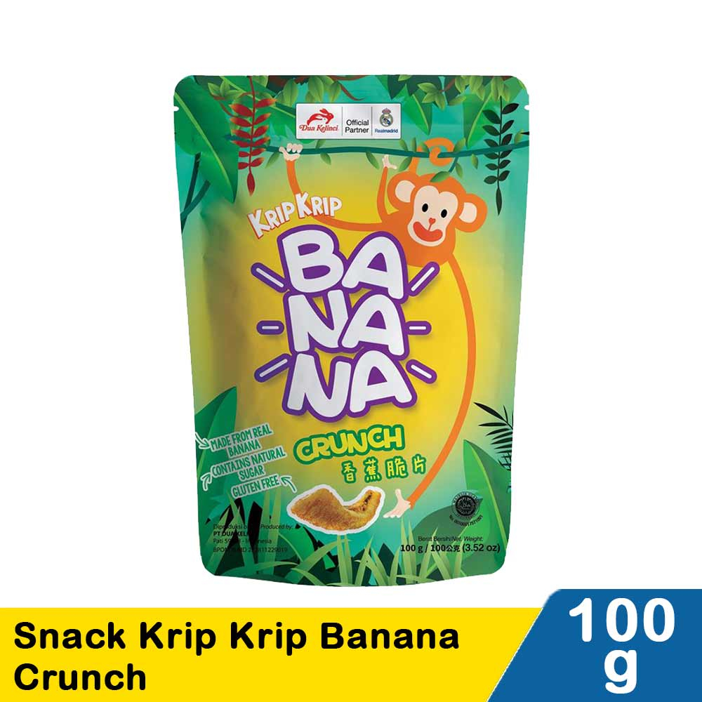 Jual Dua Kelinci Snack Krip Krip Banana Crunch 100gram | Shopee Indonesia