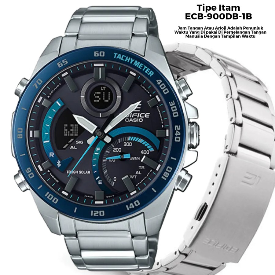 Jual JAM TANGAN CASIO EDIFICE ECB-900DB-1B FULL STAINLESS DUAL TIME NEW ...