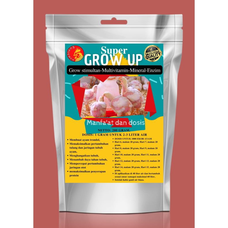 Jual SUPER GROW UP - Suplemen dan Vitamin ayam broiler terbaik | Shopee ...
