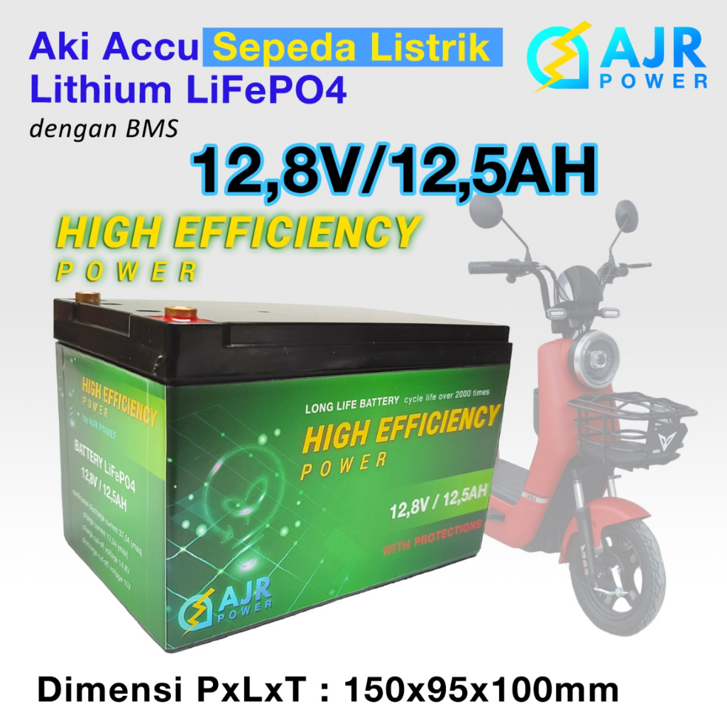 Jual AKI ACCU Lithium LiFePo4 6DZF12 AJR POWER Sepeda Listrik UPS ...