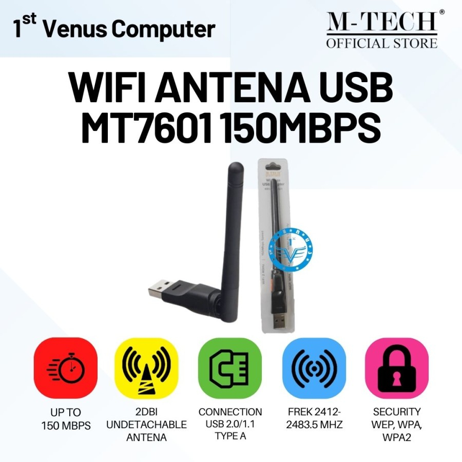 Jual WIFI ANTENA USB SUPP SET-UP TV M-TECH/ DONGLE WIFI MT 7601 / USB-WIF6 | Shopee Indonesia