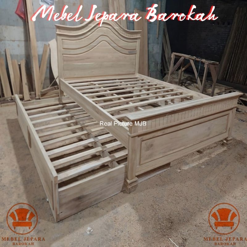 Jual Dipan Ranjang Kayu Jati Minimalis Rangka Tempat Tidur Laci samping ...