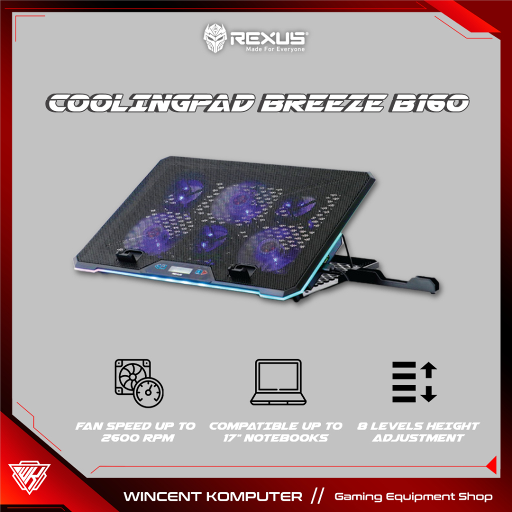 Jual Rexus Cooling Pad Breeze B160 Fan With RGB | Shopee Indonesia