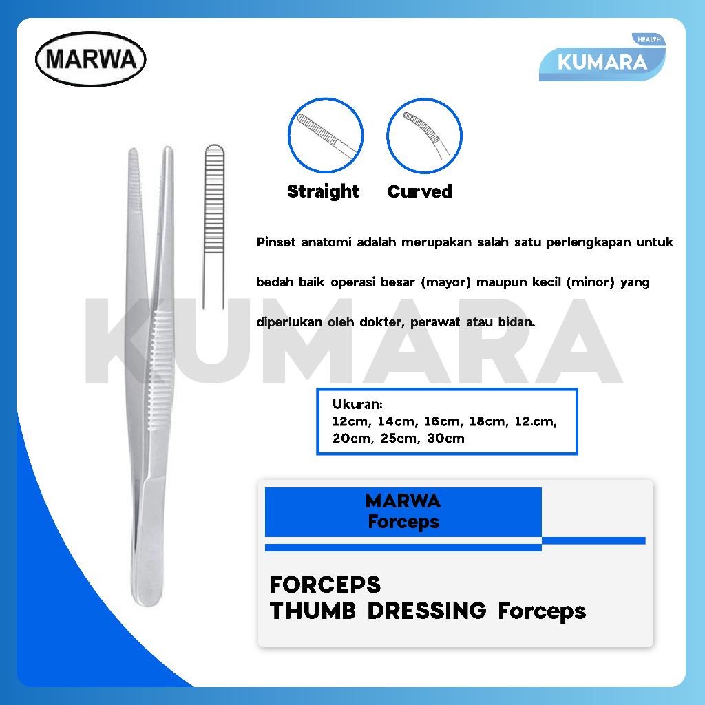 Jual MARWA - Thumb Dressing Forceps / Pinset Anatomis | Shopee Indonesia