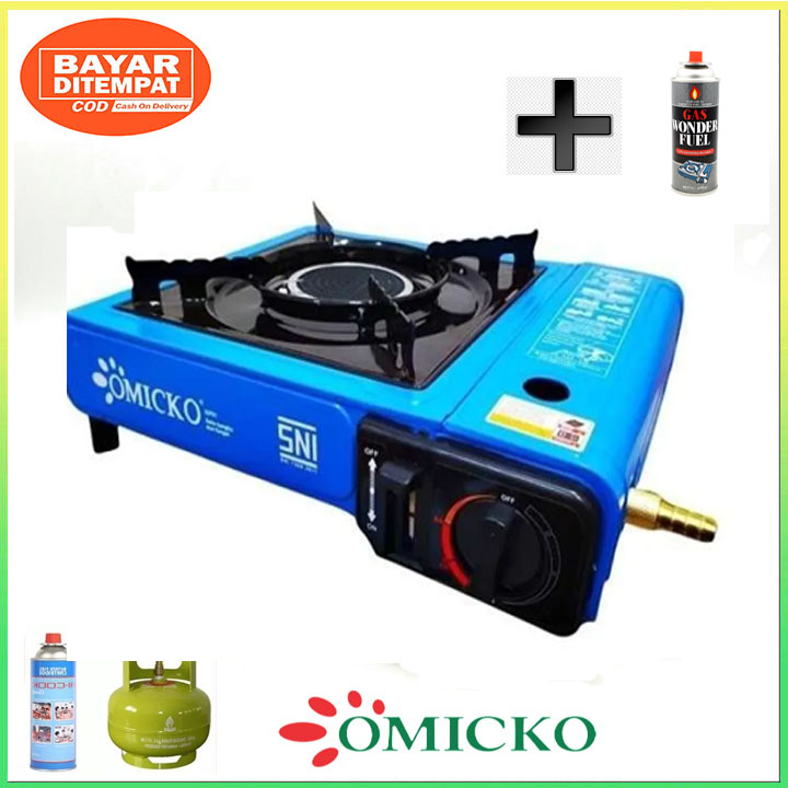 Jual KOMPOR PORTABLE 2 IN 1 OMICKO / PAKET GAS PORTABLE HI COOK 1 PAKET ...