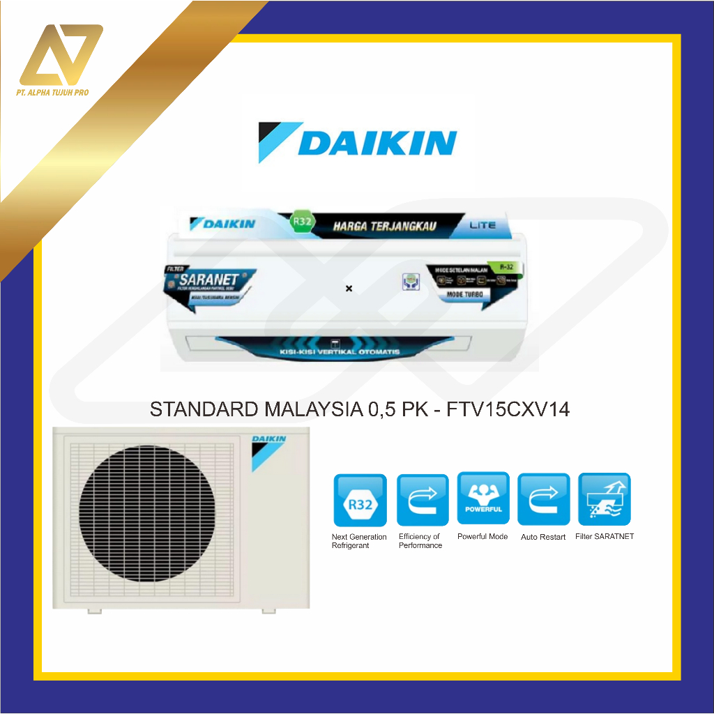 Jual DAIKIN STANDAR MALAYSIA 0,5 1/2 PK - FTV15CXV14 | Shopee Indonesia