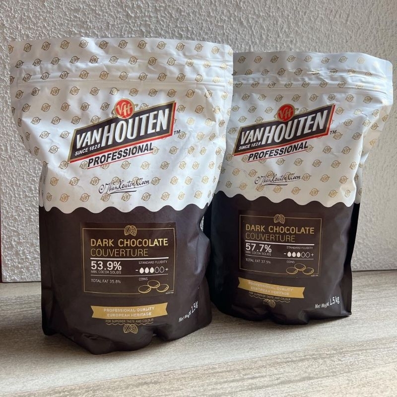Jual van houtten couverture chocolate KEMASAN ASLI 1,5KG 53,9 %dan 57,7 ...