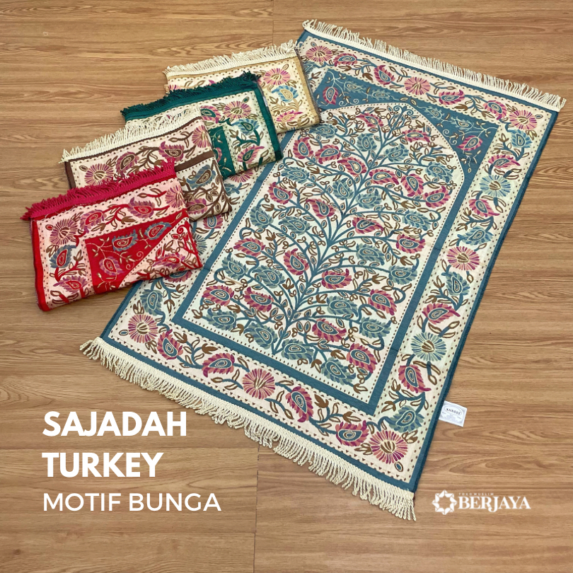 Jual Sajadah Turkey Rumbai Tambang Rajut Motif Bunga Sejadah Turki ...