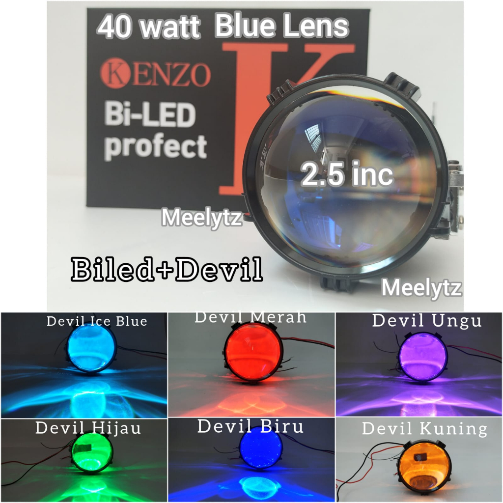 Jual Biled+Devil Lampu Projie Projector LED Biled 2.5inc KENZO blue ...