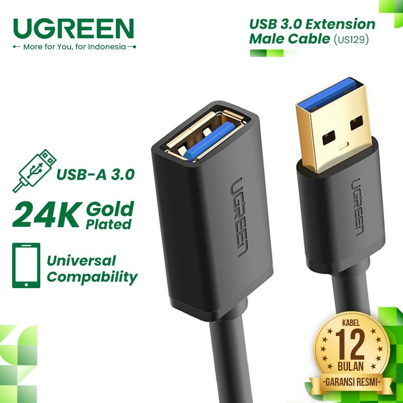 Jual UGREEN Kabel USB 3.0 Extension 3M 30127 Black / kabel perpanjangan ...