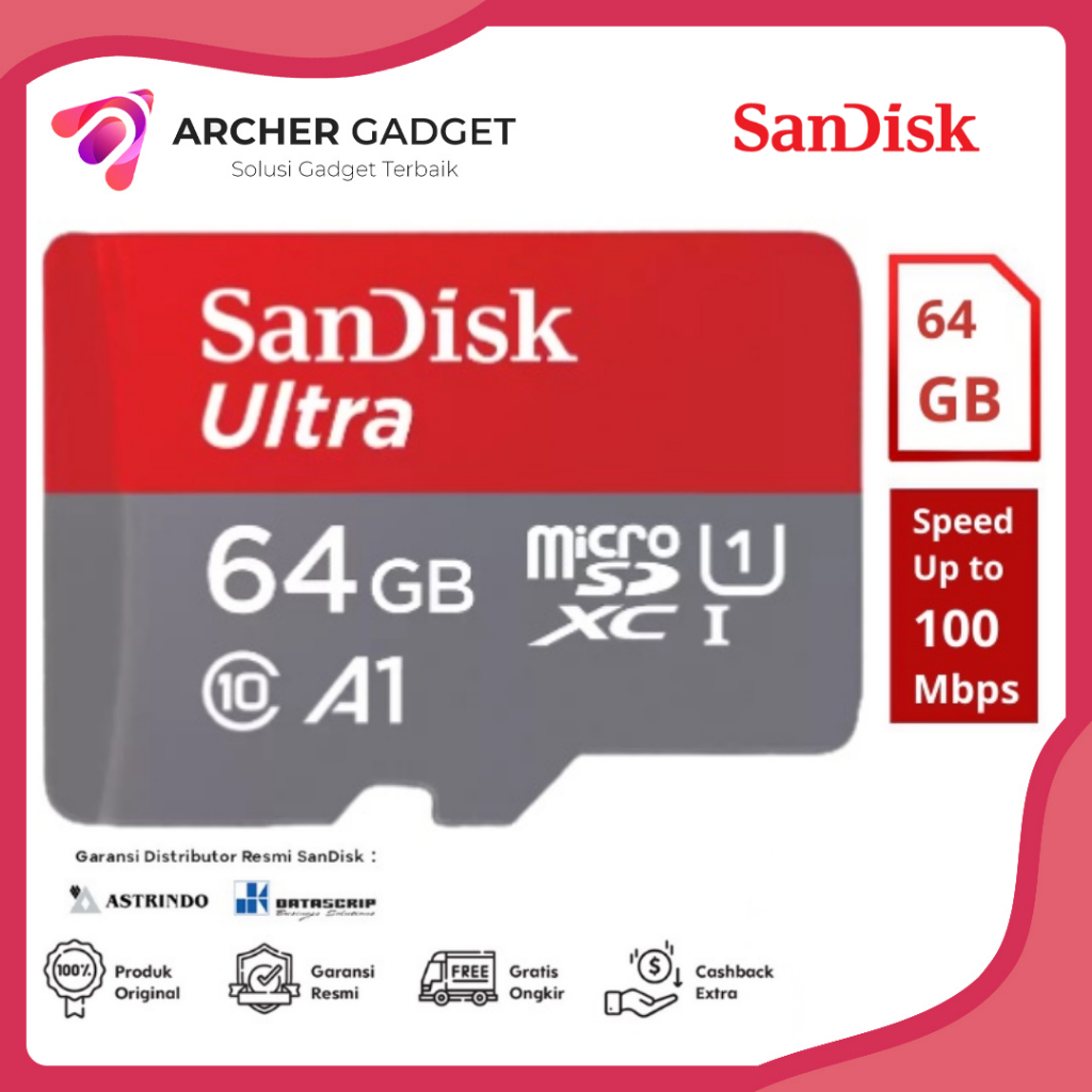 Jual Micro SD 64GB Sandisk Ultra CL10 140MBPS A1 / GARANSI 10 TAHUN | Shopee Indonesia