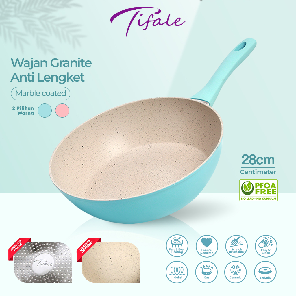 Jual Tifale Pastel Granite Coated Series Fry Pan 28CM Anti lengket handle bakelite silicone anti ...