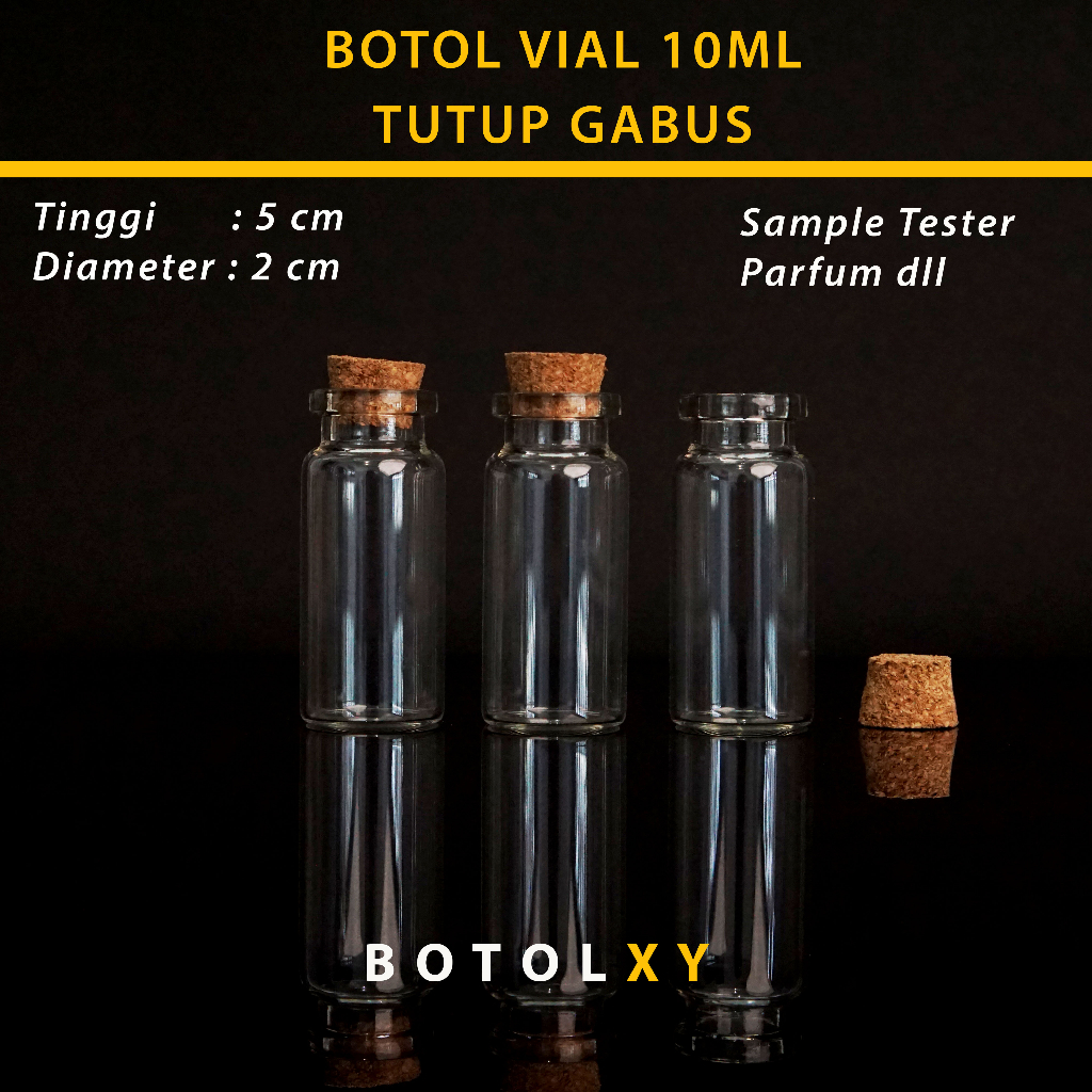Jual Botol Vial 10ml Kaca Cork Tutup Kayu Gabus Untuk Tester Sample ...