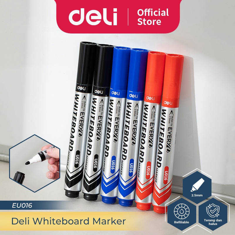 Jual Deli Whiteboard Marker/Spidol Papan Tulis 1 pcs Tip 2.5 mm EU016 ...