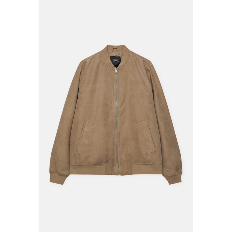 Jual pull & bear basic bomber jacket suede new original | Shopee Indonesia