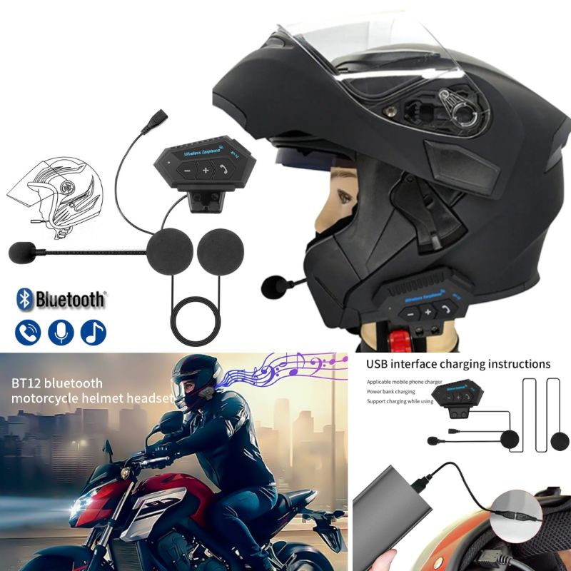 Jual Headset Wireless Bluetooth Helm Motor Bike Waterproof Baterai ...