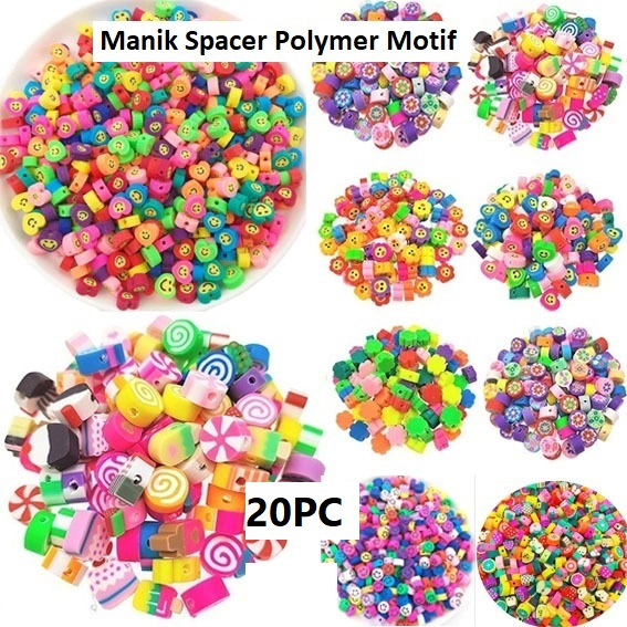 Jual Bahan Manik-Manik Spacer polymer Clay Macam-Macam Motif Uk 10mm ...