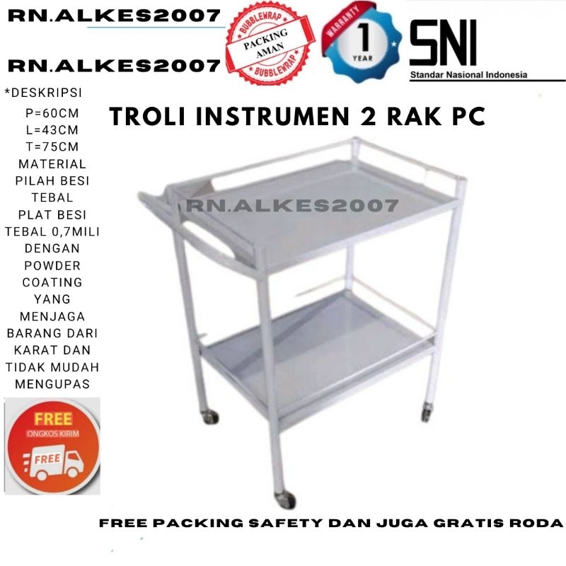 Jual COD troli instrumen besi 2 tahap besi/troly instrumen 2 rak besi ...