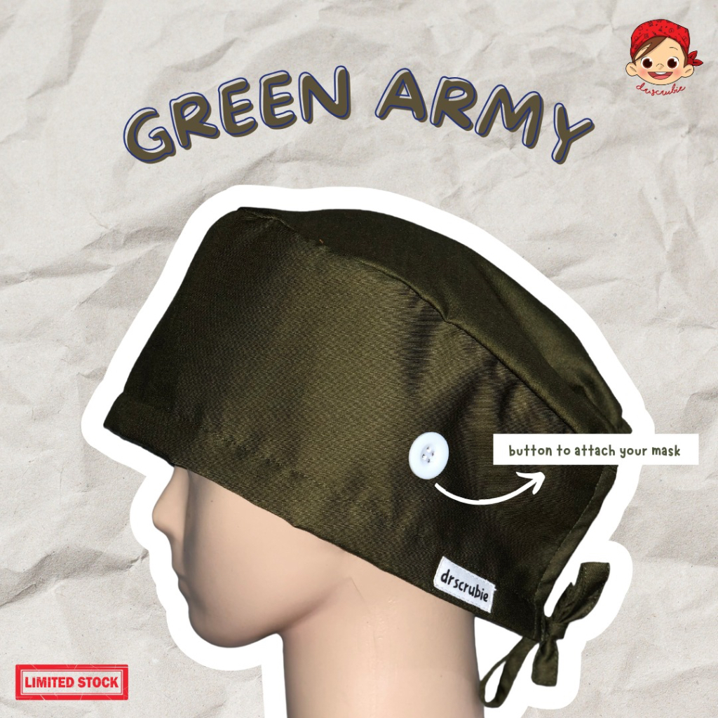Jual Head Cap / Topi Bedah / Surgical Cap / Nurse Cap DS-108 Green Army ...