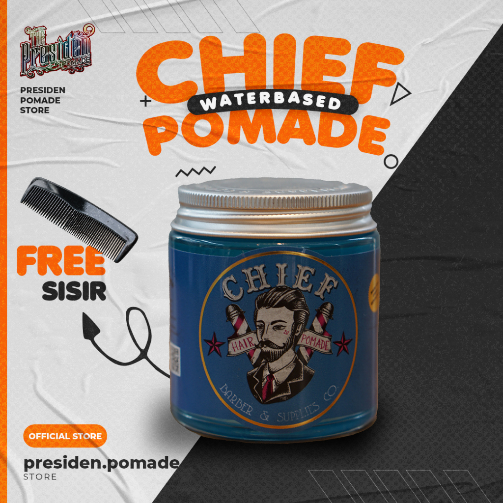 Jual CHIEF POMADE BLUE UKURAN BESAR 4.2 oz kemasan beling waterbased ...