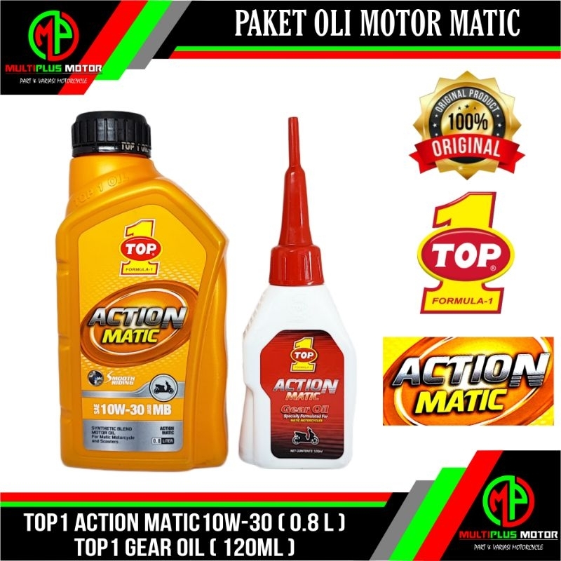 Jual Paket Oli mesin MATIC TOP 1 ACTION MATIC SAE 10W-30 (0.8L ...