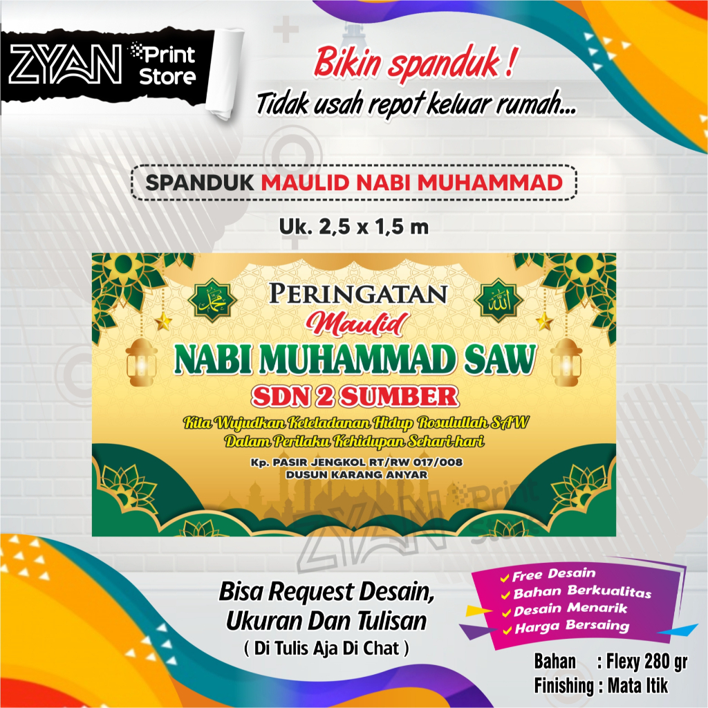 Jual SPANDUK BANNER MAULID NABI MUHAMMAD SAW | Shopee Indonesia