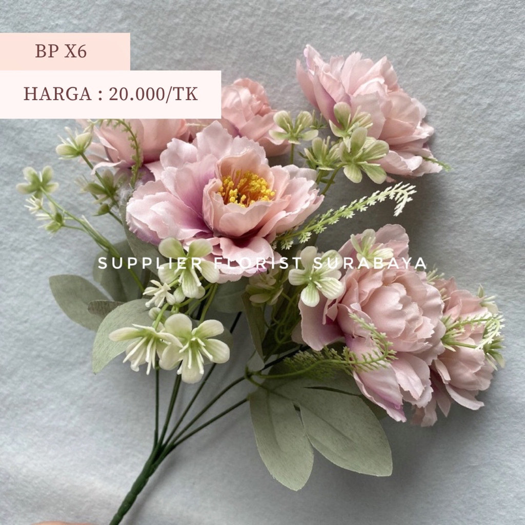 Jual [BP X6] BUNGA PALSU BOBO PEONY 1 TANGKAI BERCABANG 6 DALAM ADA ...