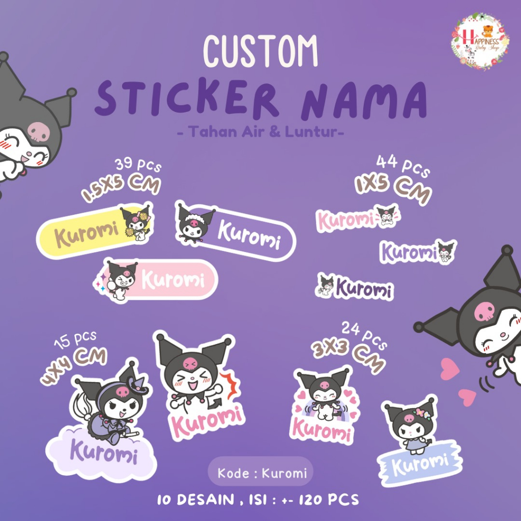 Jual (ISI 120) Sticker Label Nama Anak / Sticker Custom Nama Karakter ...