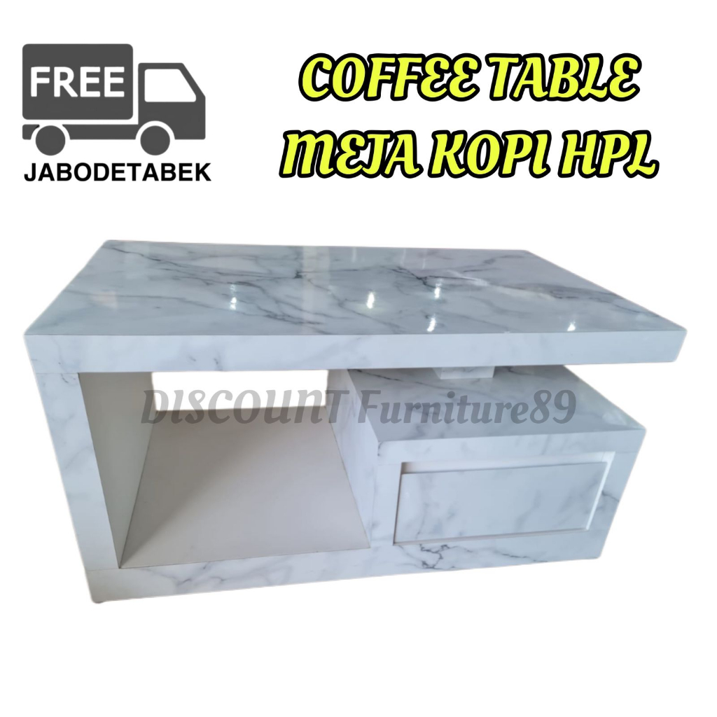 Jual Meja Tamu HPL Motif Marmer 1 Laci Model G / Coffee Table / Meja ...