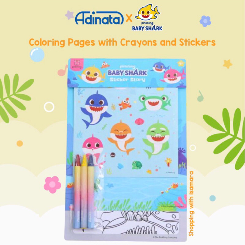 Jual Pinkfong Baby Shark Coloring Pages with Stickers and Crayons ...