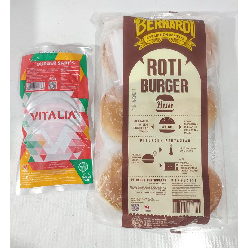 Jual paket burger bernardi (Roti Burger + Daging Burger Vitalia) / Roti ... Jual paket burger bernardi (Roti Burger + Daging Burger Vitalia) / Roti ...