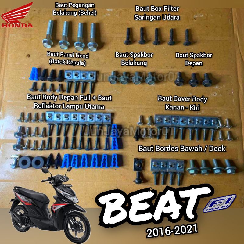 Jual Baut Lengkap Full Set Body Honda Beat New 2016-2019 / Baut Lengkap ...