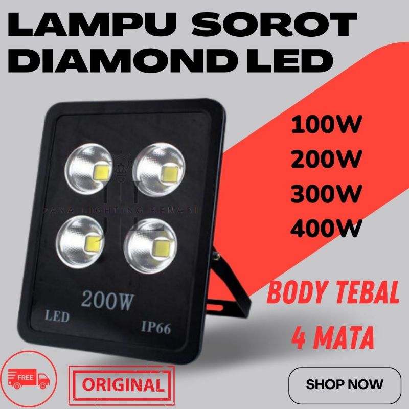 Jual LAMPU SOROT LED COB 200W WATT IP66 / FLOOD LIGHT LED FTS 200W 4 MATA | Shopee Indonesia