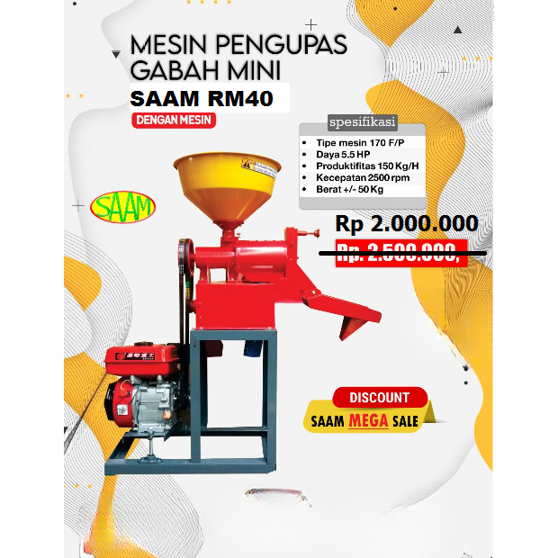 Jual Selepan Padi Mini Tipe SAAM RM40 Mesin Bensin | Shopee Indonesia