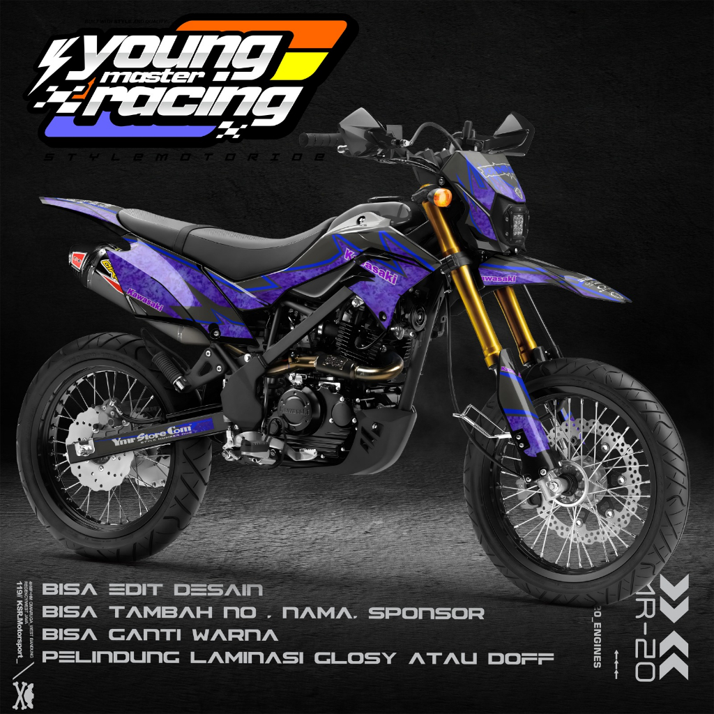 Jual Decal Sticker Motor Cross Supermoto Kawasaki KLX Dtracker 150 New ...