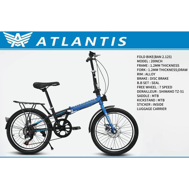 Jual Sepeda Lipat 20 Inch Atlantis 7 Speed New Model | Shopee Indonesia