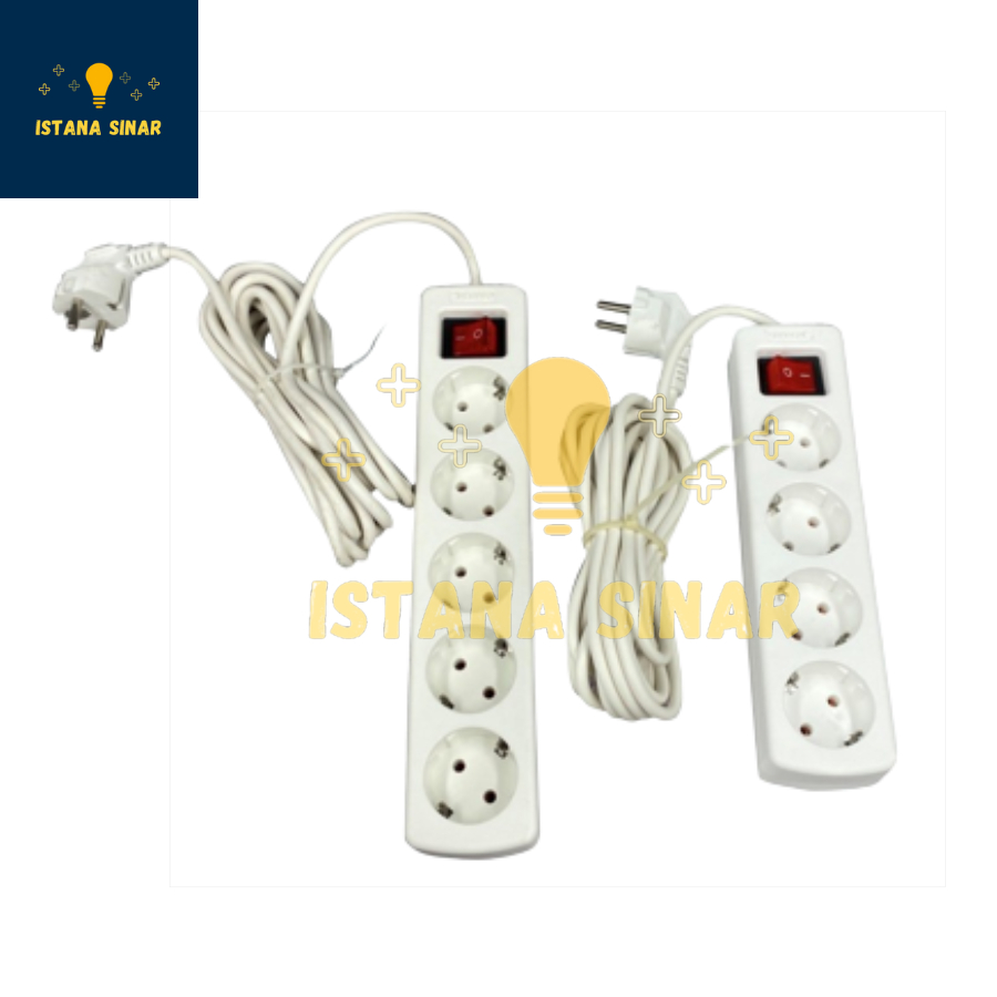 Jual STOP KONTAK + KABEL 2/3/4/5 LUBANG 1.5/3/5 METER SNI / STOP KONTAK 3,4,5 LUBANG PANJANG 1 ...