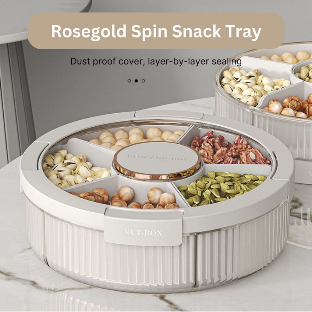 Jual Rosegold Rounded Snack Tray / Tempat Cemilan Kedap Udara Mewah ...