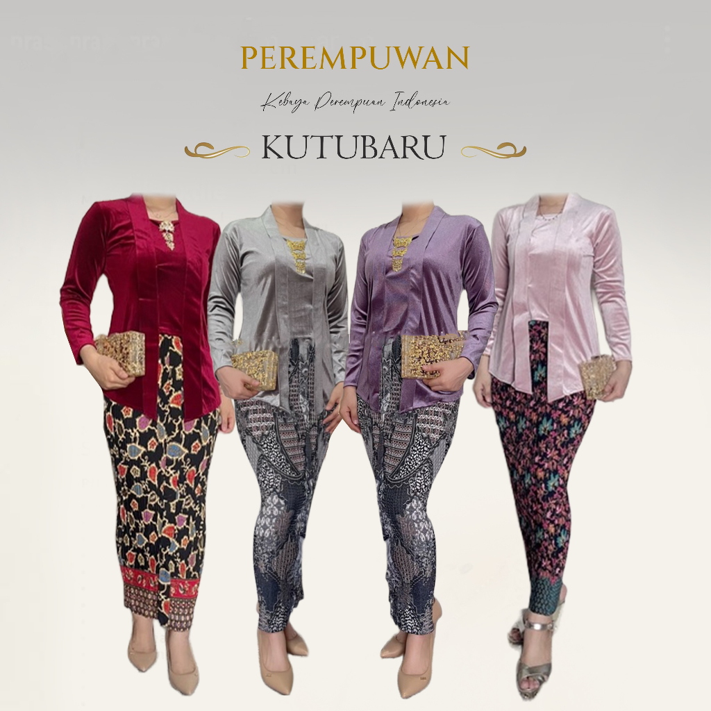 Jual SAMAYA Set Kebaya Kutu Baru Bludru beludru Hitam Polos Premium Lengan Panjang size Dewasa ...