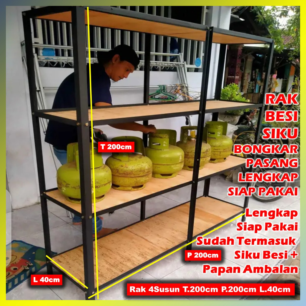 Jual Rak Besi Gudang 4Susun P200xT200xL40 Susun Serbaguna Murah ...