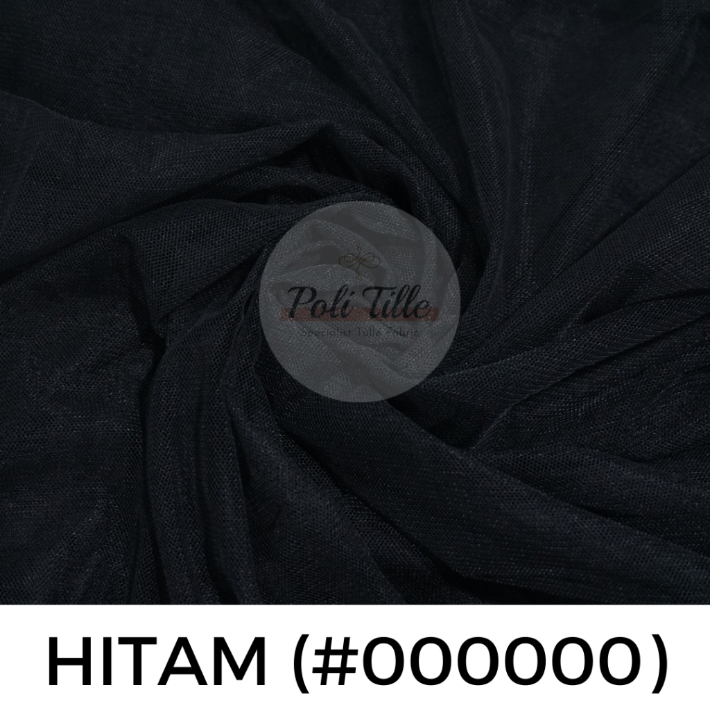 Jual (HARGA PER 1 METER) kain tille HITAM - kain tille poly polos ...