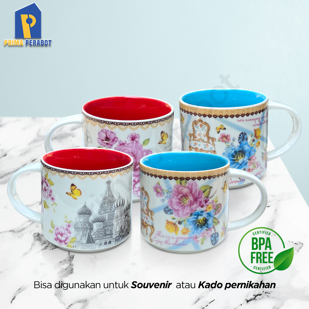 Jual Mug Kerami Kembang 2 Warna Mug Homeline | Shopee Indonesia