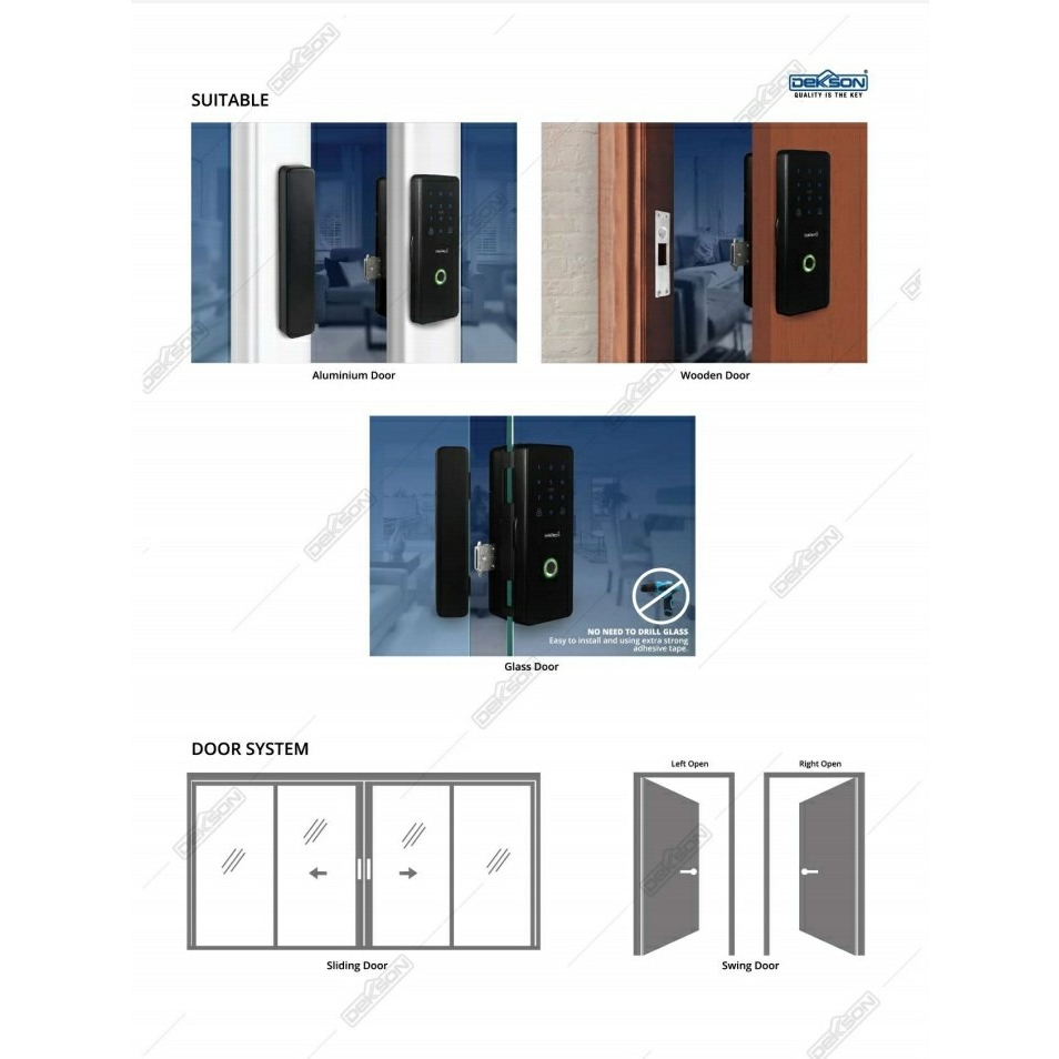 Jual SMART GLASS DOOR LOCK DEKKSON G01 BLACK | Shopee Indonesia