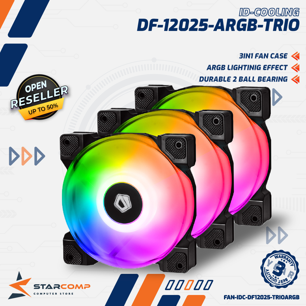 Jual ID-COOLING DF-12025-ARGB TRIO 120mm Addressable LED Sync PWM Fan | Shopee Indonesia