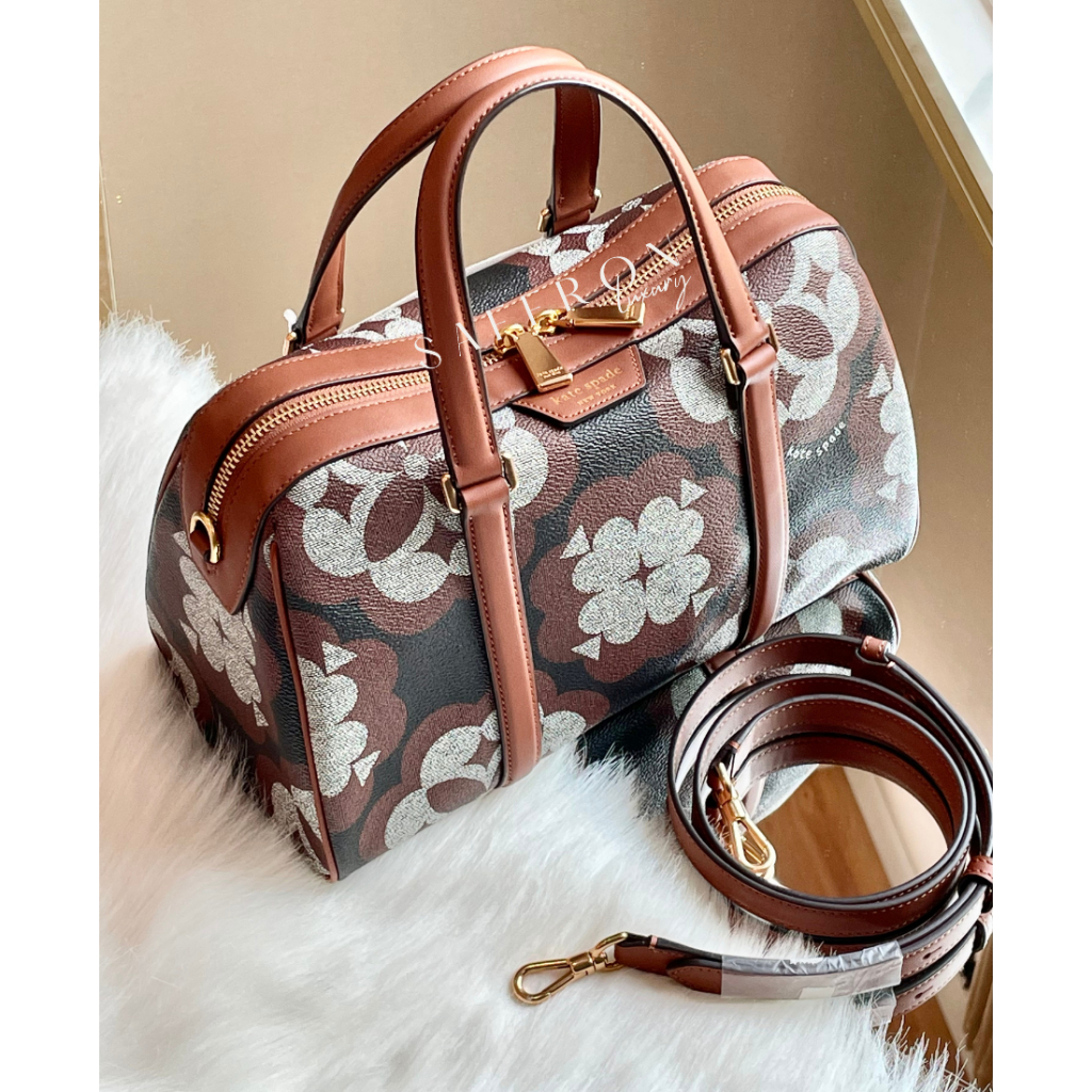 Jual Kate Spade Spade Flower Monogram Eleanor Medium Satchel / Black ...