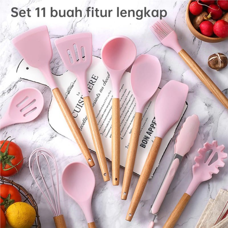 Jual COD PROMO SPatula Silicone Sodet Alat Masak Set isi 12Pcs 11pcs ...