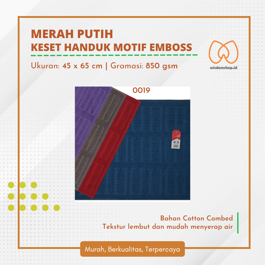 Jual [WS] Keset Handuk Merah Putih Motif Emboss 019 Uk. 45x65cm ...