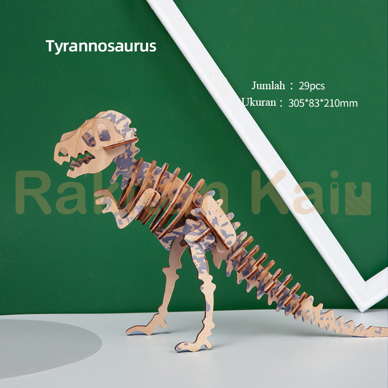 Jual Puzzle 3D Kayu dinosaurus tyranosaurus / 3D Wooden puzzle DIY ...